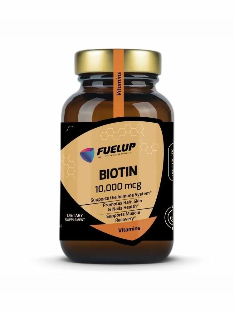 Биотин, FuelUP, поддержка здоровья кожи, волос и ногтей, Biotin, 10000 мг, 60 капсул