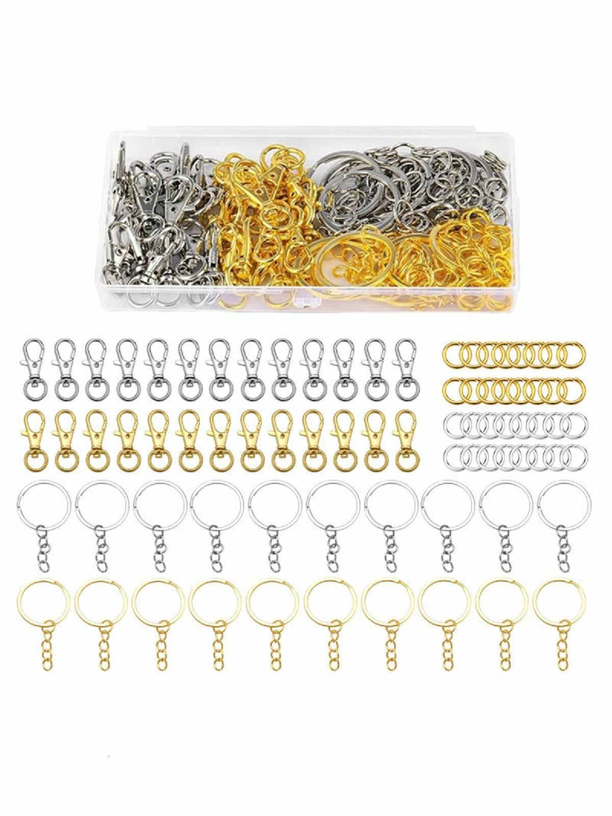 Когли омаров застегнуты и прыжковые кольца, установленные для бревна, Keyring с цепью, набор брелков для ключей