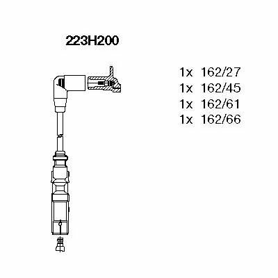 Провода высоковольтные Bremi 223H200, комплект, VW Golf IV, Bora, Polo, Audi A3, Skoda Octavia 1.6 двигатель AEH, APF, AKL, AUR, AFT