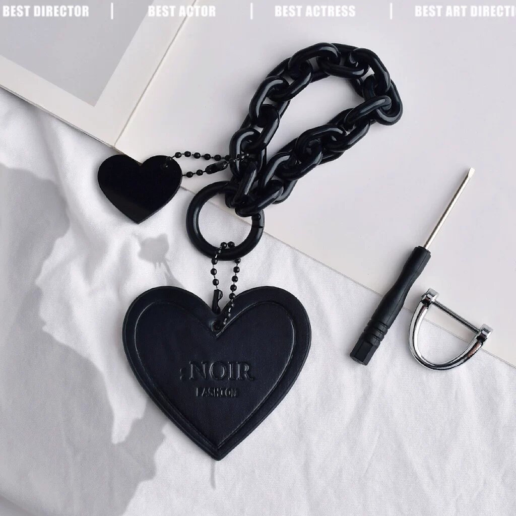 Персонализированный кожаный брелок в форме сердца для ключей от машины, черный, с защитой от потери, элитный аксессуар