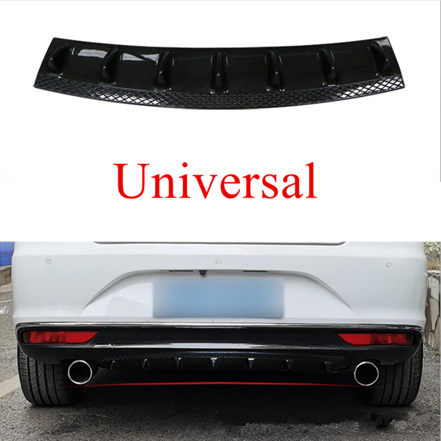 Универсальный Автомобильный Диффузор Для Губ Заднего Бампера 7 Ребер Глянцевый Черный Автомобильный Задний Бампер Задний Спойлер Автомобиля-Стайлинг ABS Пластиковый Верх