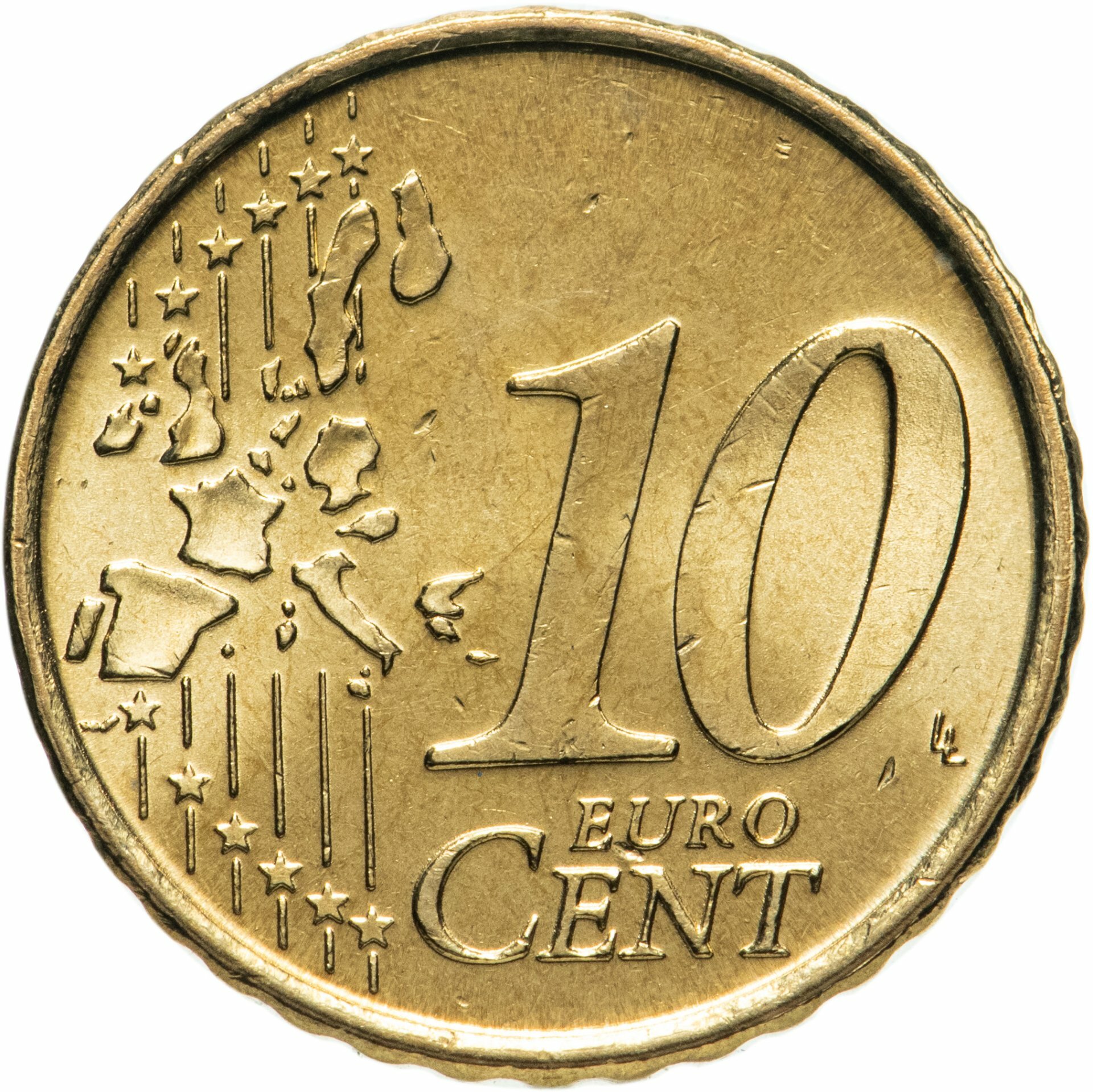 Испания 10 евроцентов cents 1999, Латунь, в сохранности UNC