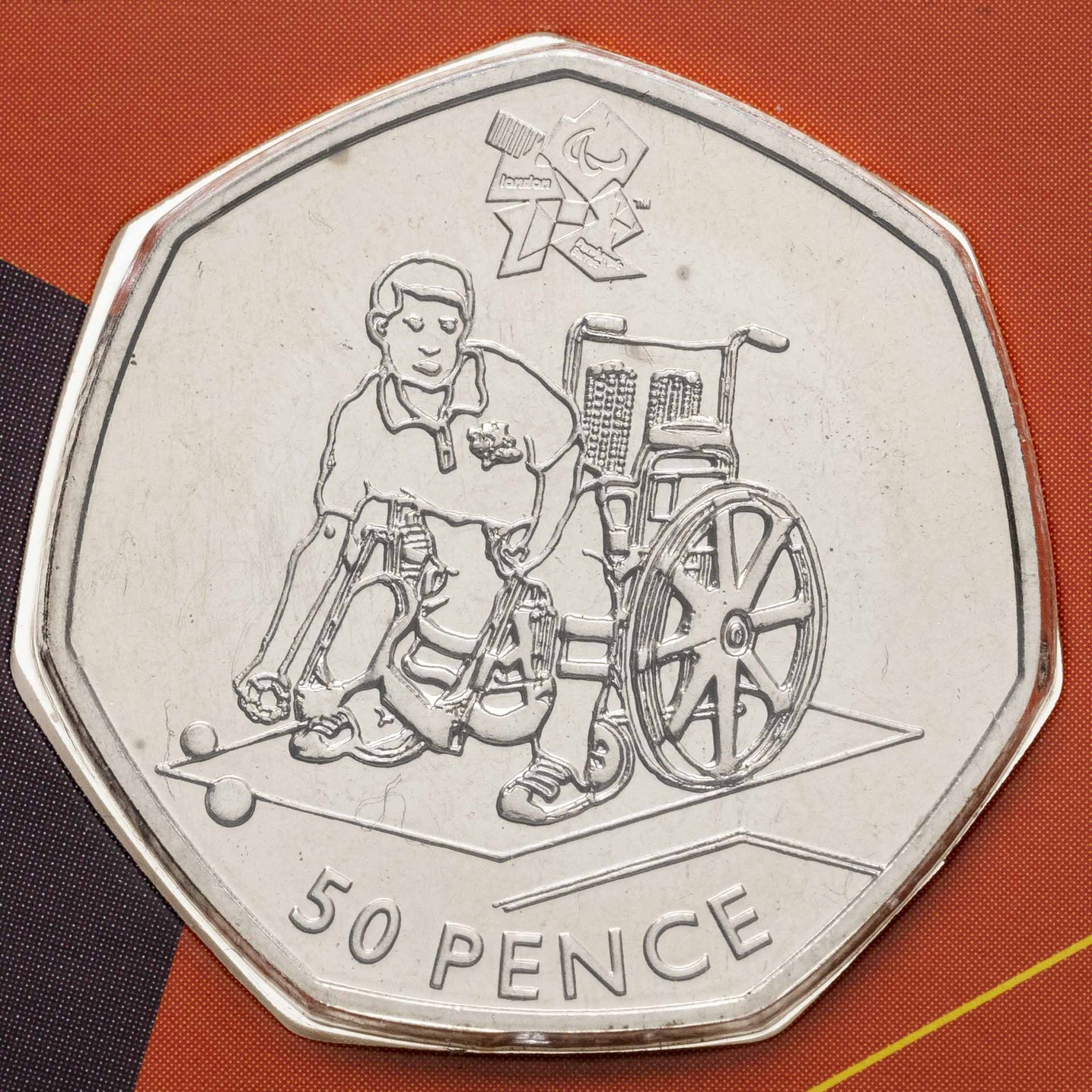 Великобритания 50 пенсов pence 2011 "XXX летние Олимпийские Игры, Лондон 2012 - Бочче" в буклете, Мельхиор медь-никель, в сохранности UNC