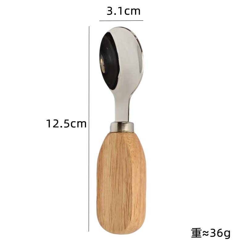 304 Нержавеющая сталь Нож Вилка Детская деревянная ручка Ложка для риса Нож для сыра Нож для масла Милый маленький домашний столовый прибор