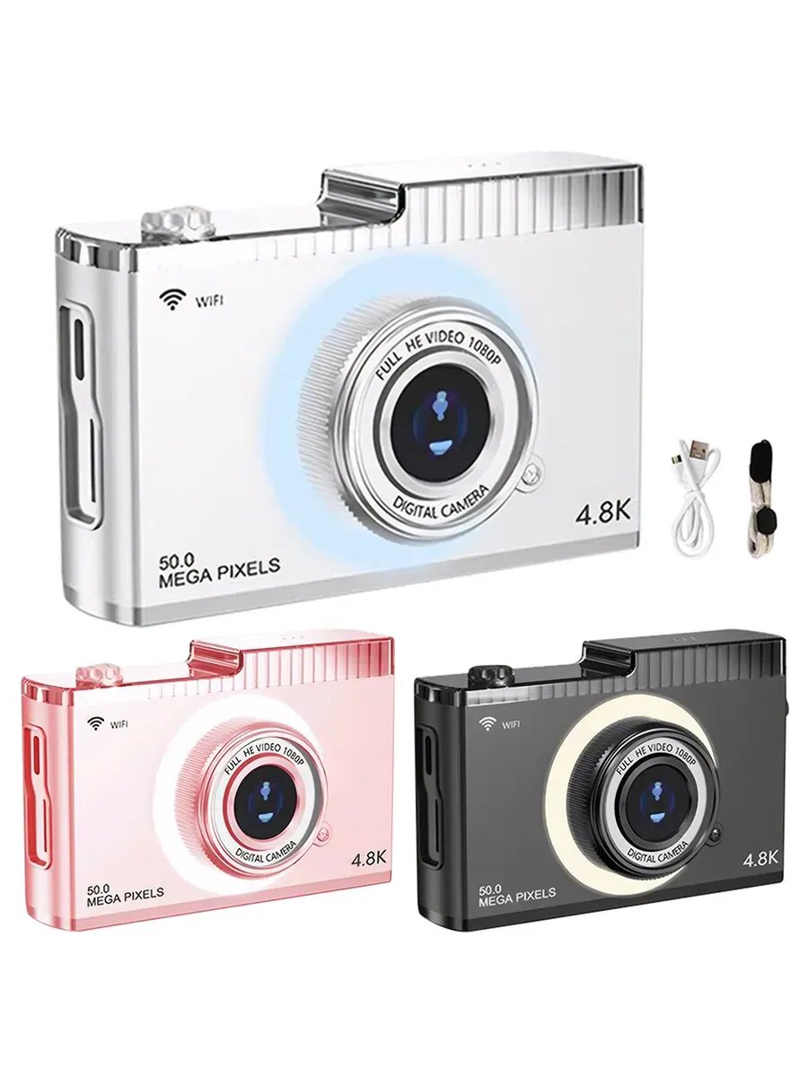 4K FHD 50МП Фотоаппарат Wi-Fi, автофокус, 2.4" IPS, 16x зум