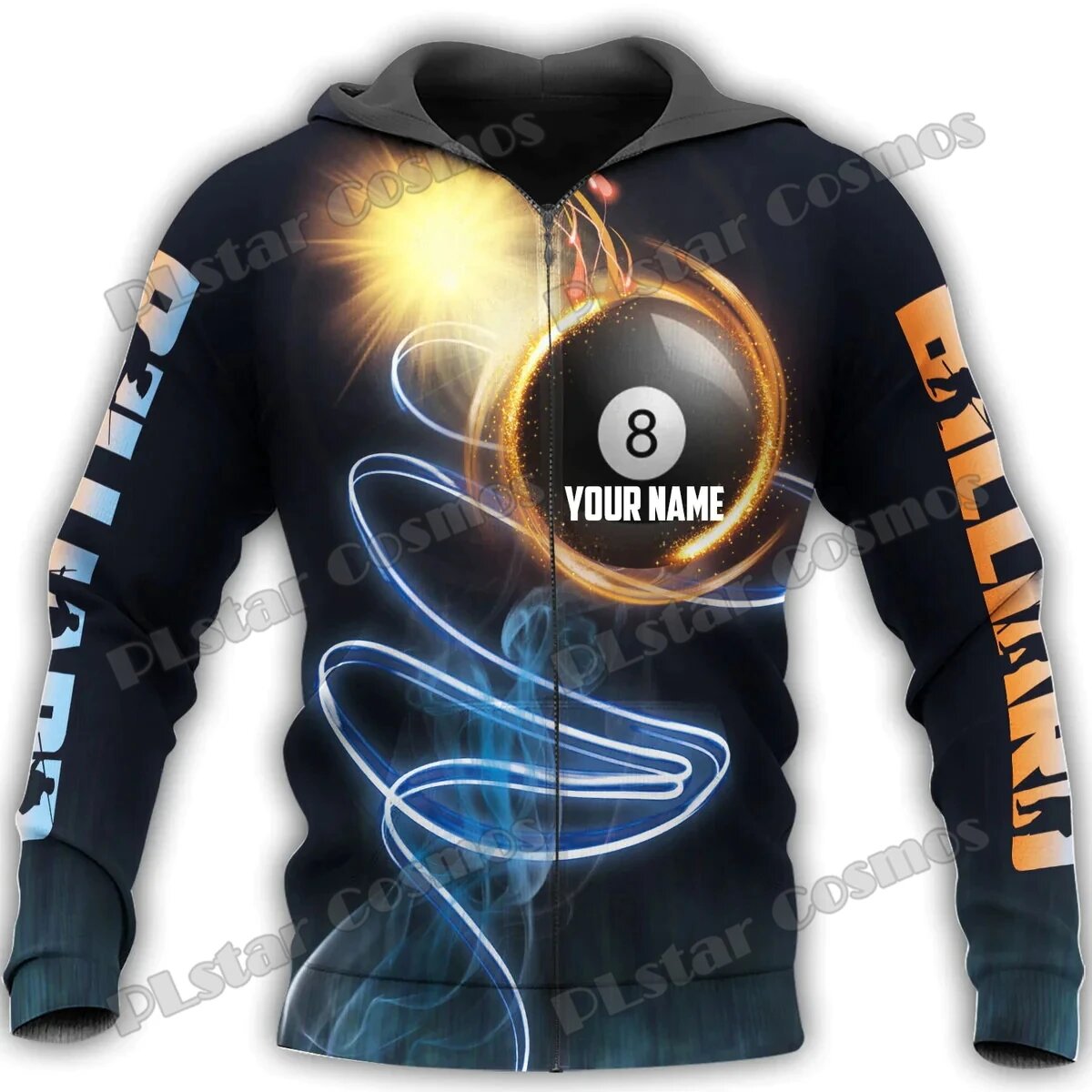 Мужская толстовка с 3D принтом 8-ball, размер M, zip Hoodie