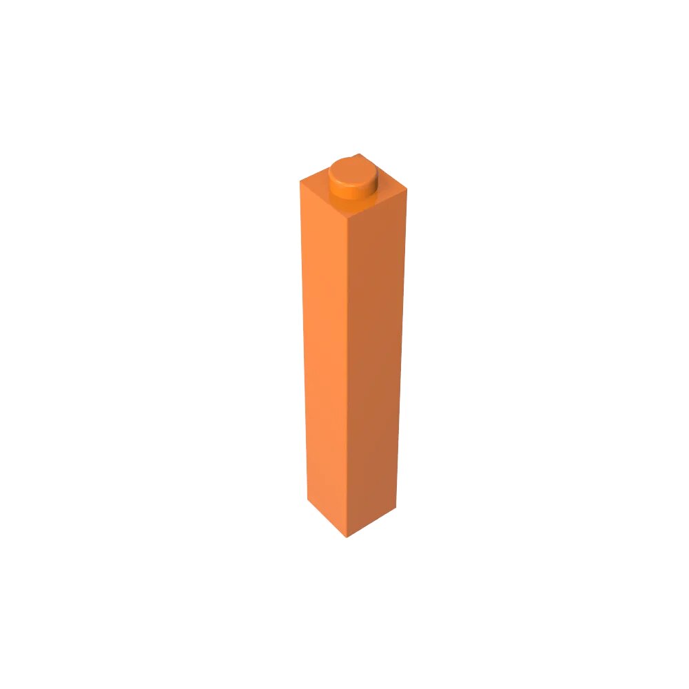 Оранжевый пластиковый блок Gobricks 1x1x5, Цвет: 021