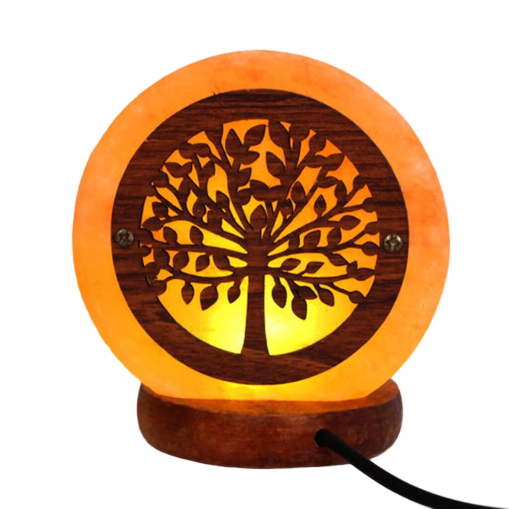Круглая Хрустальная Соляная Каменная Лампа с Основанием LED Atmosphere Lamp Настольный Светильник