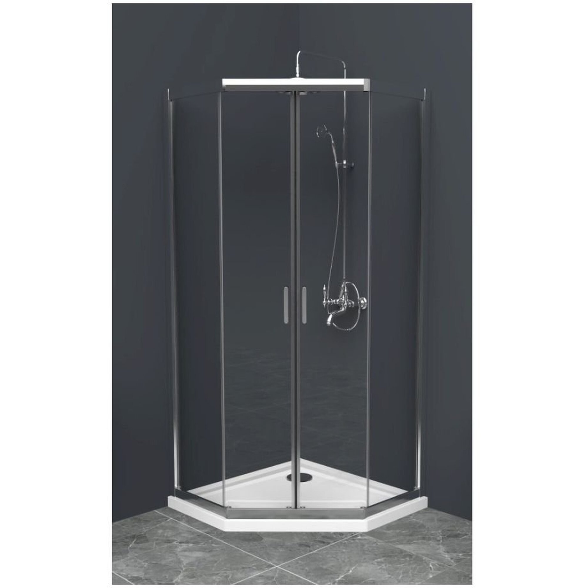 Душевой уголок BelBagno UNO-195-P-2-100-C-Cr хром, стекло прозрачное 5 мм (1000х1950х1000)