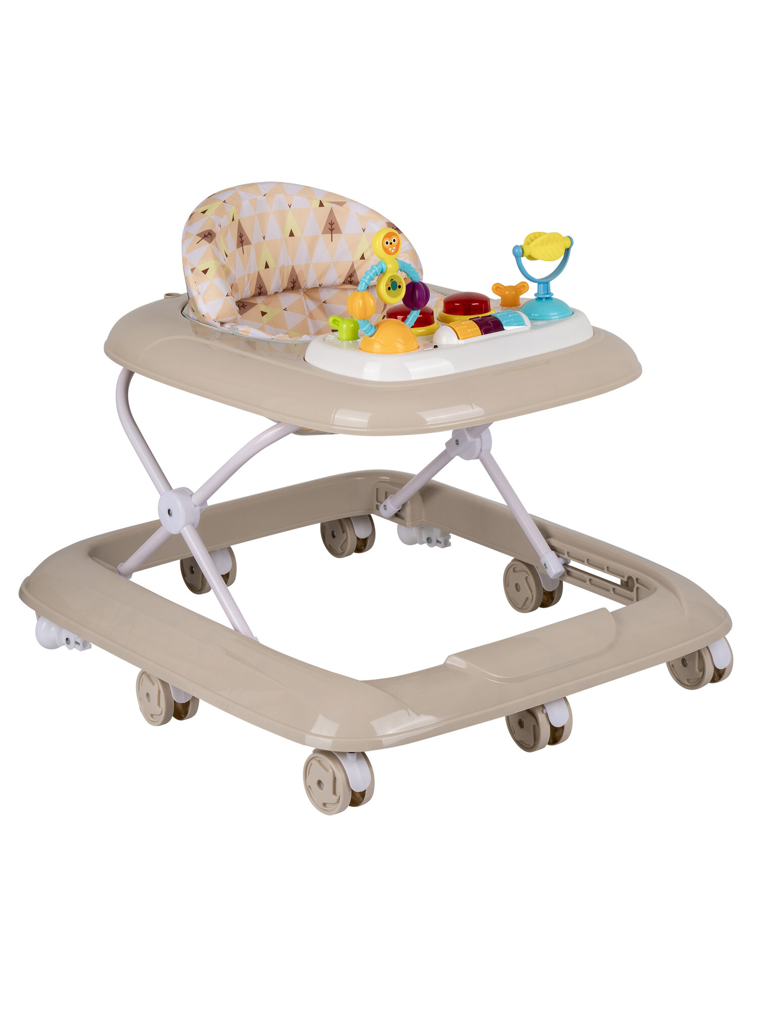 Ходунки детские Indigo Tiny с 6 месяцев, игровая музыкальная панель, световые эффекты, бежевый