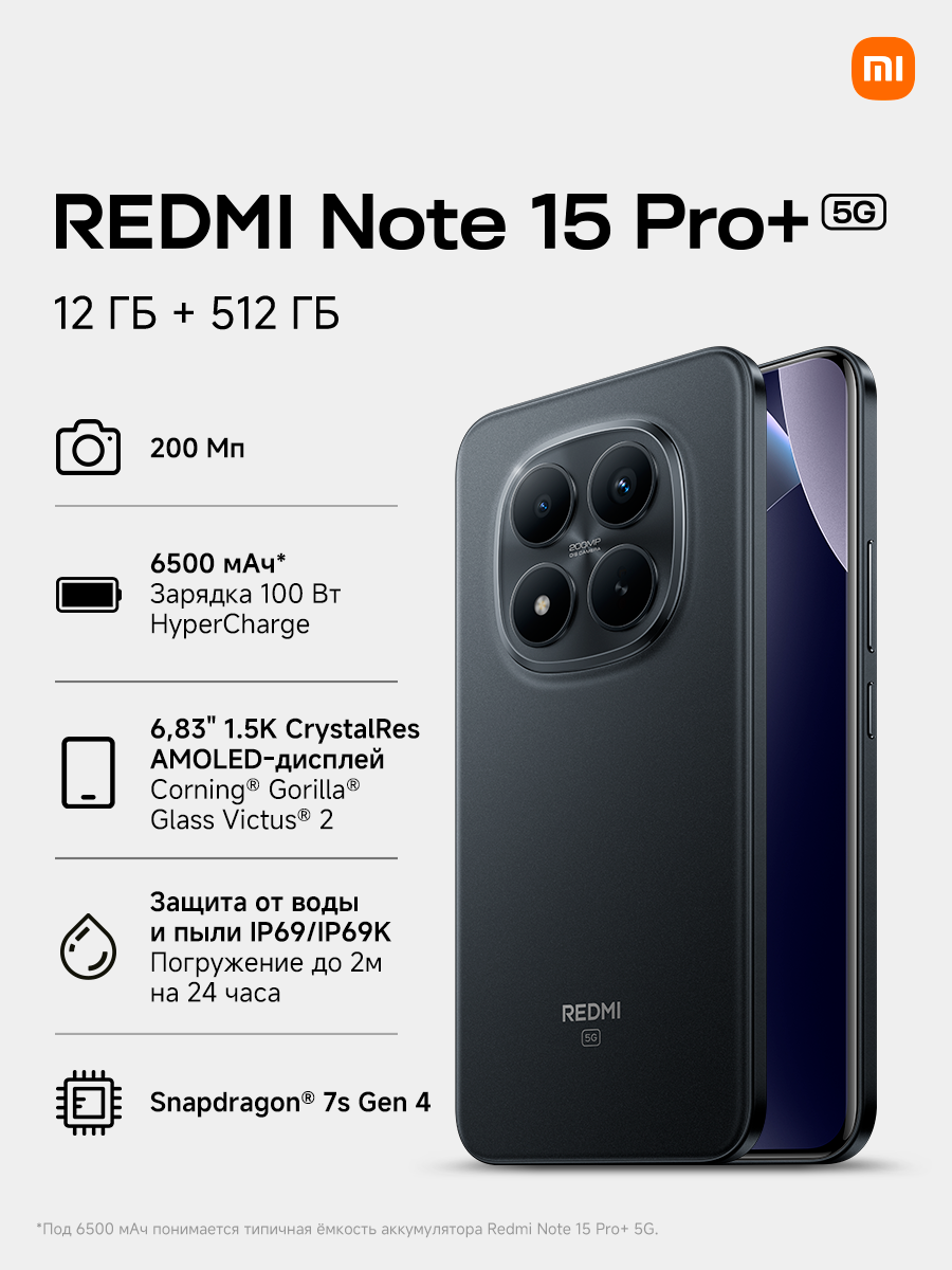 Смартфон Note 15 Pro + 5G RU 12+512 Black
