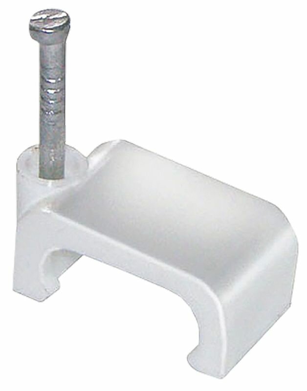 Набор крепежных скоб IEK плоские, с гвоздем, диаметр 5 мм, пластиковые, 100 шт