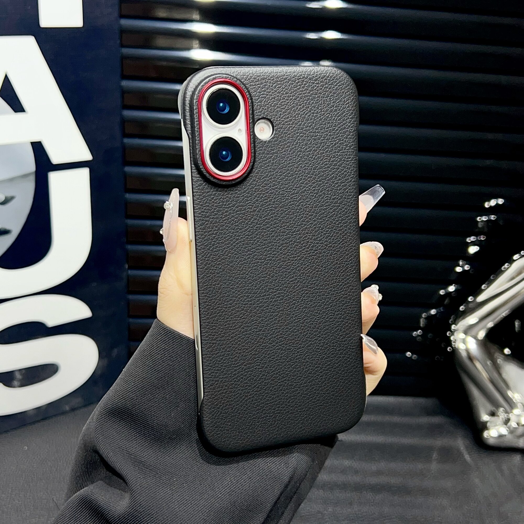 Чехол для Apple iPhone 17 / Айфон 17, soft touch, чехол-кардиомонитор, искусственная кожа, поликарбонат (PC), защита камеры, ударопрочный, усиленные углы, Apple, Apple iPhone 17, black,