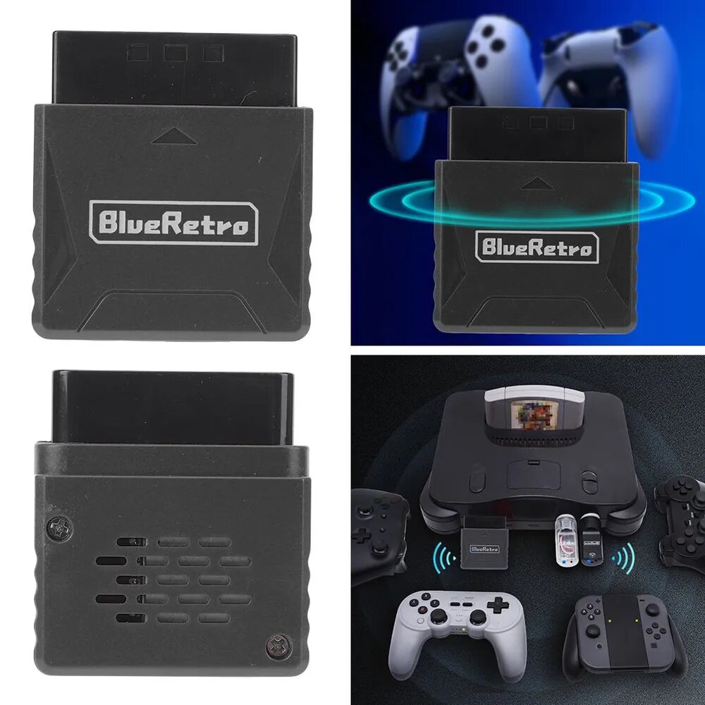 Беспроводной адаптер BlueRetro для PS1 и PS2, поддерживает подключение контроллеров PlayStation, Xbox, Nintendo и 8BitDo