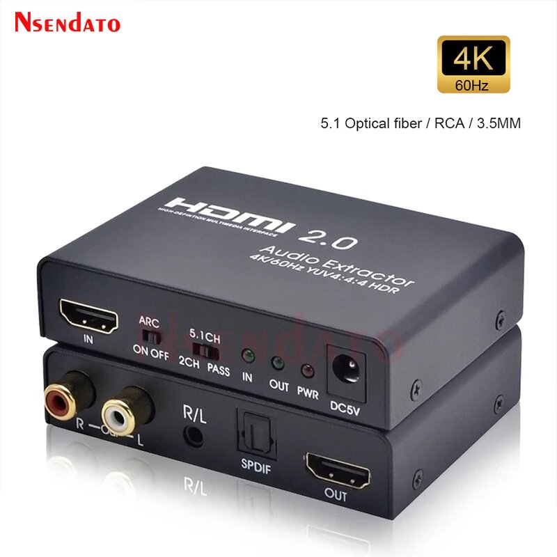 Nsendato HDMI 2.0 Коммутатор Аудио Экстрактор With box