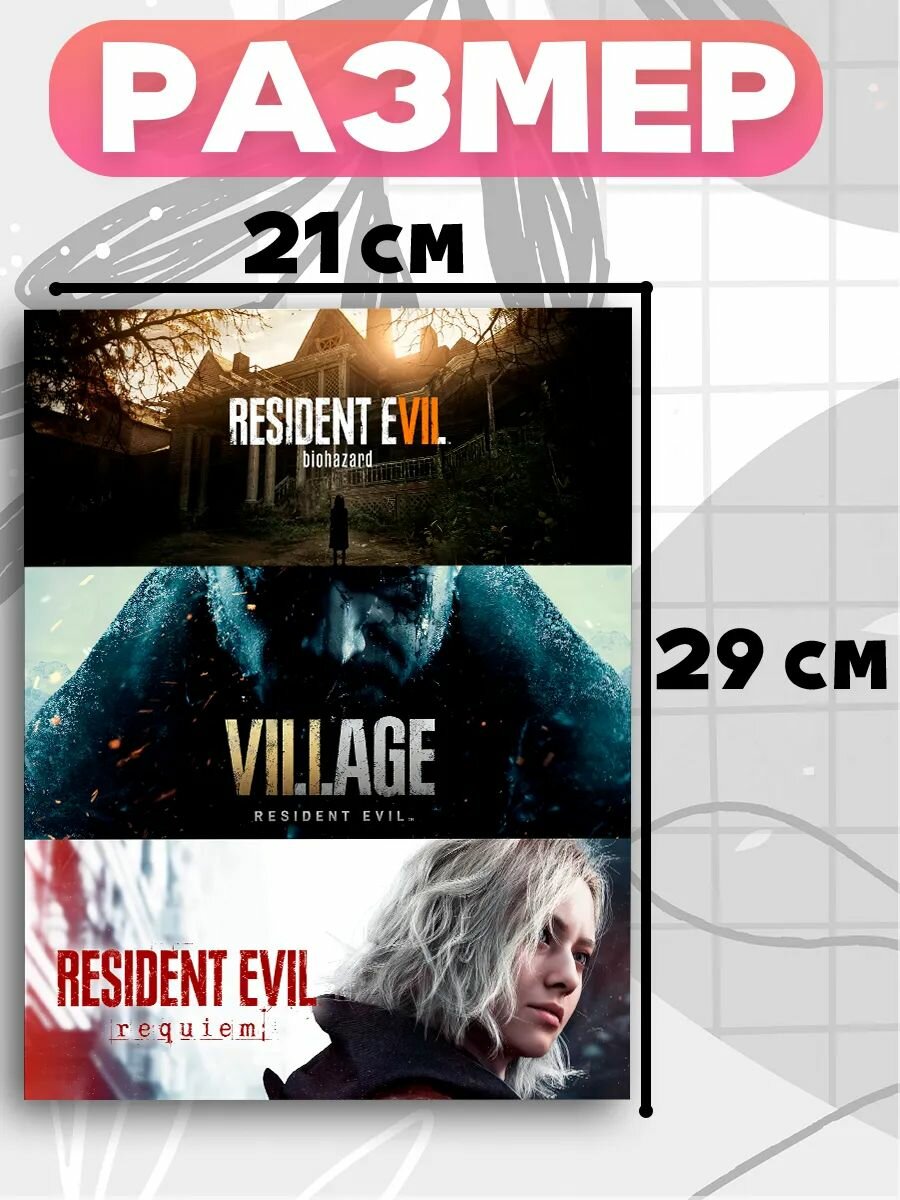 Постер на стену Resident Evil , плакат 1шт, А4 размер. — фото 1