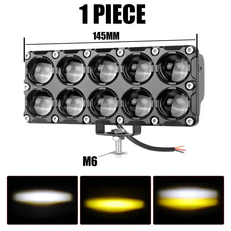 Автомобильный светодиодный рабочий фонарь, фары дальнего света, дополнительный свет для внедорожного трактора, грузовика 4x4, противотуманные фары 12 В 24 В, прожектор для мотоцикла 1pc 10 lens