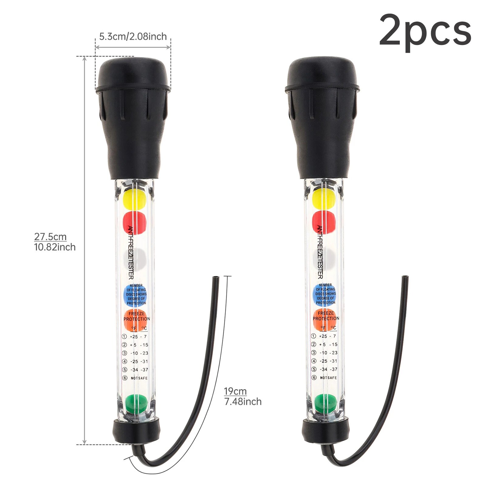 Ручные устройства автомобильного двигателя. Тестер антифриза и охлаждающей жидкости с пластиковым корпусом, резиновой лампочкой, шаровым шаровым радиатором. 2 Pieces