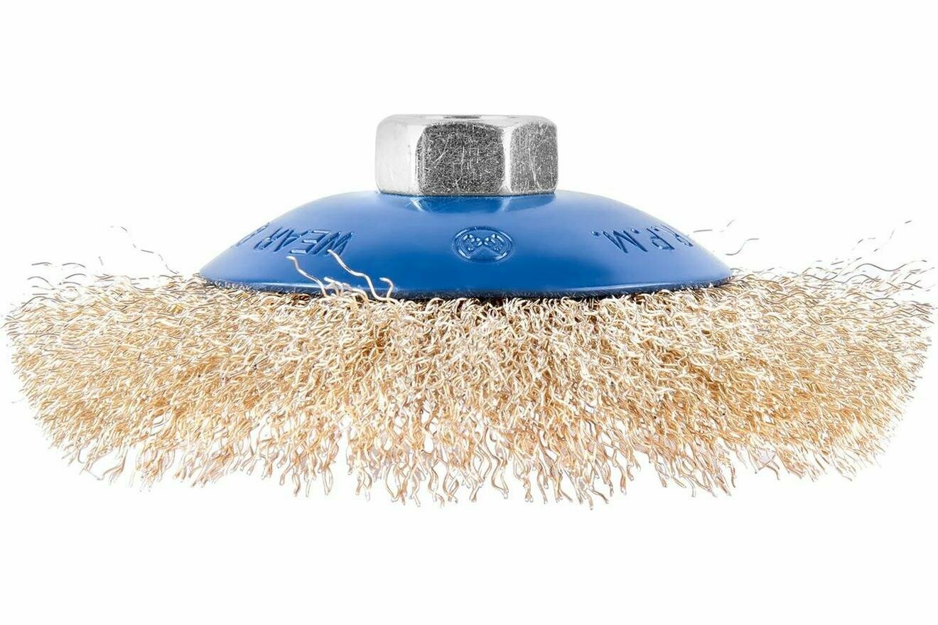 Кордщетка латунная коническая для УШМ 125мм MONOGRAM 107-110