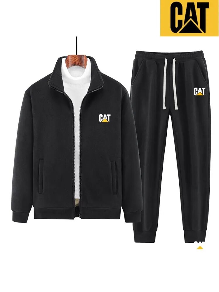 Комплект одежды Caterpillar Спортивный костюм мужской с капюшоном и вельветом, Утепленный комплект для зимы и межсезонья, Теплая толстовка и штаны для города и отдыха, sixe 44-54