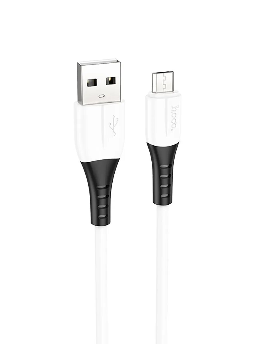 Кабель Hoco X82 USB to microUSB силиконовый, 2.4А, 1 метр, белый / провод для старых Android смартфонов, планшетов и пр.