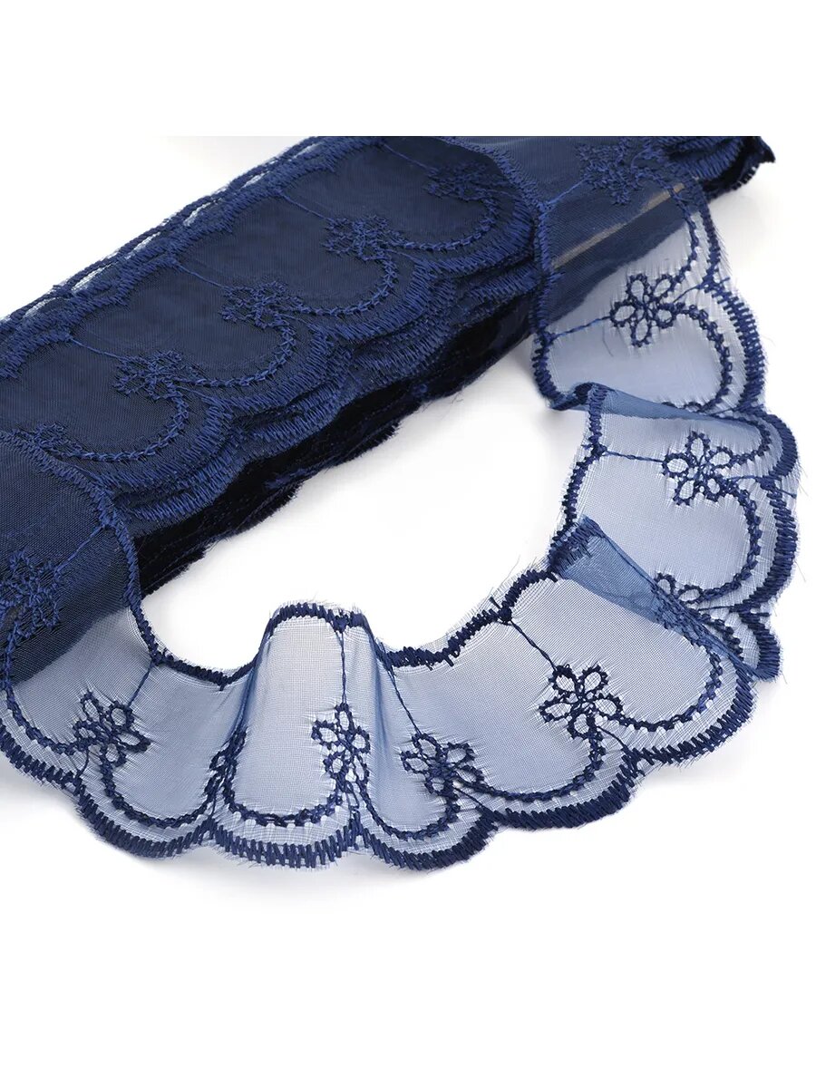 Кружево капрон шир.40мм цв.03 т. синий уп.13,7м