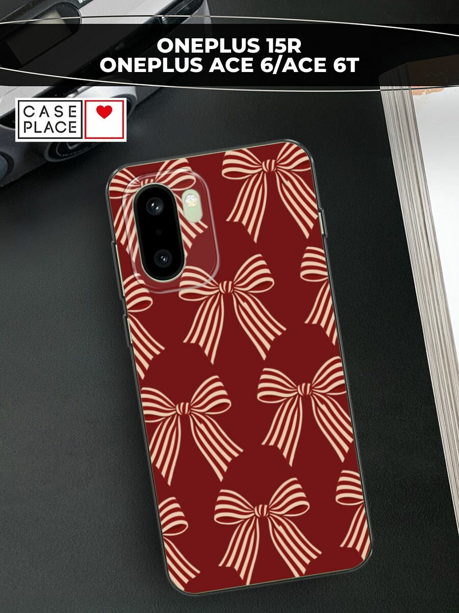 Чехол на OnePlus 15R/Ace 6/Ace 6T / ВанПлас 15Р/Эйс 6/Эйс 6Т с принтом Полосатые бантики