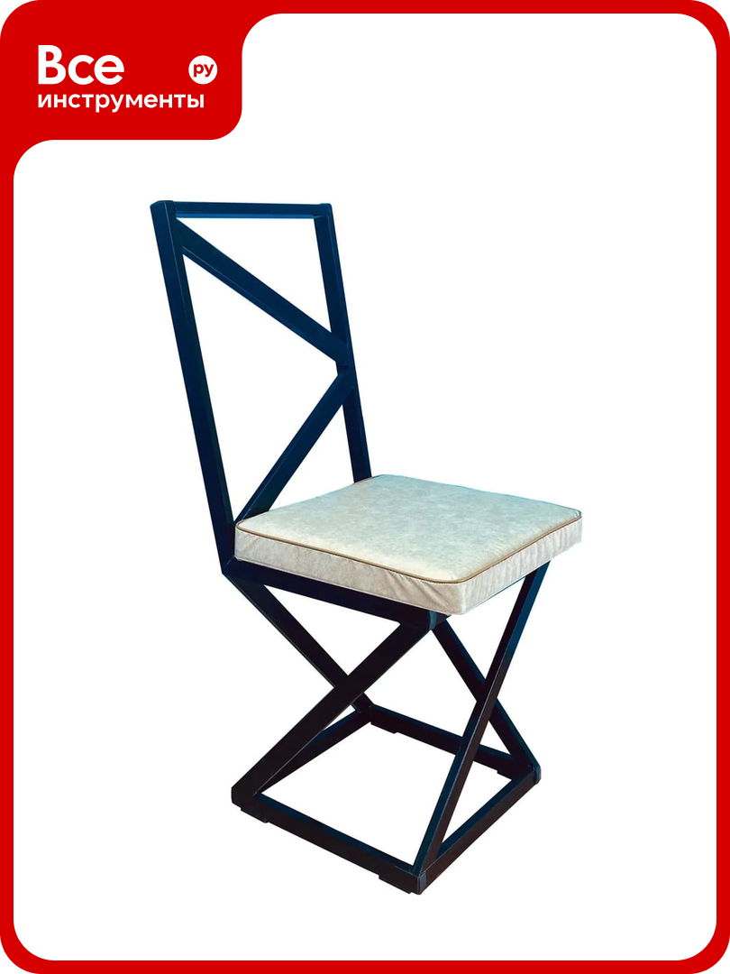 Стул NEW VICTORIA в стиле лофт, черный каркас и бежевое искусственное кожа, квадратная форма, максимальная нагрузка