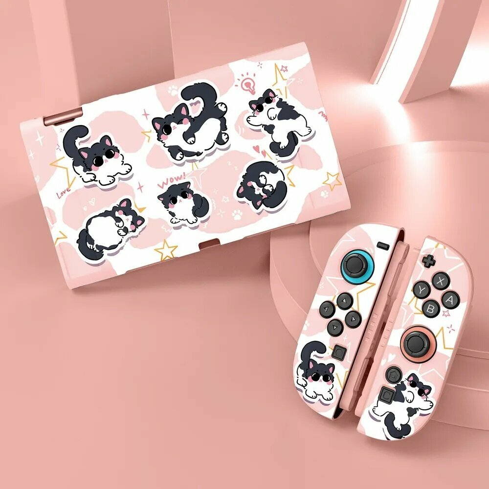 Тематический защитный чехол, Съемная мягкая оболочка для Nintendo Switch 2, Мягкий силиконовый чехол для Switch 2_NS 2_ Розовая кошка-корова