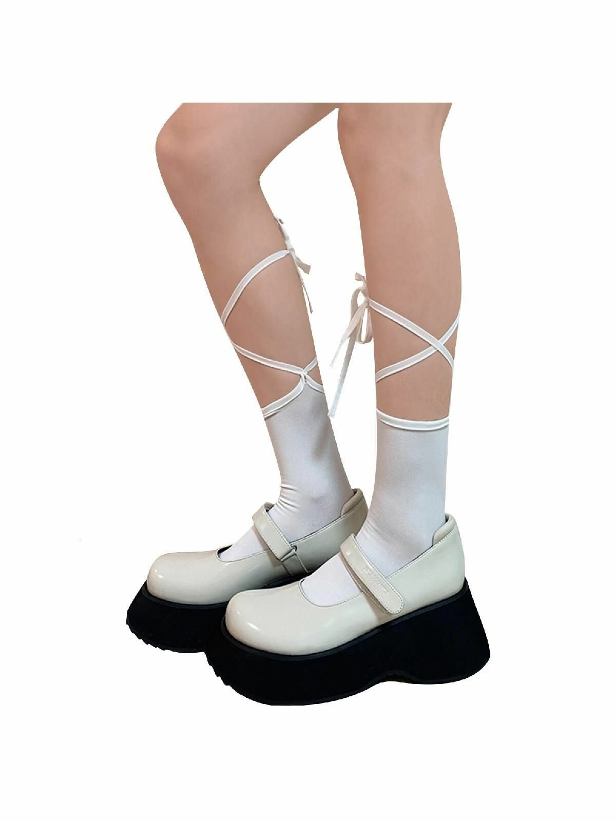 Женские летние гольфы с кружевами, Белый