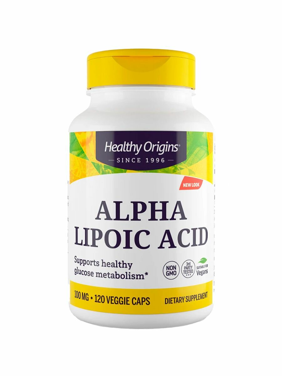 Альфа-липоевая кислота "Healthy Origins", антиоксидантная, 120 шт.