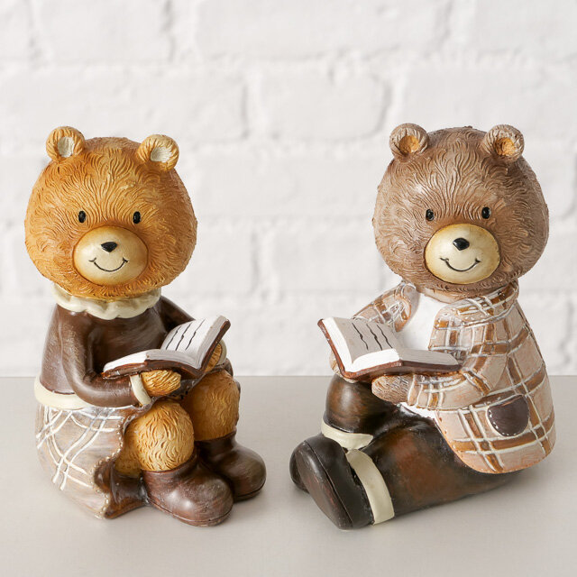 Набор декоративных фигурок Мишки за чтением - Winter Dreamers 10 см, 2 шт, Boltze, 2058894-набор