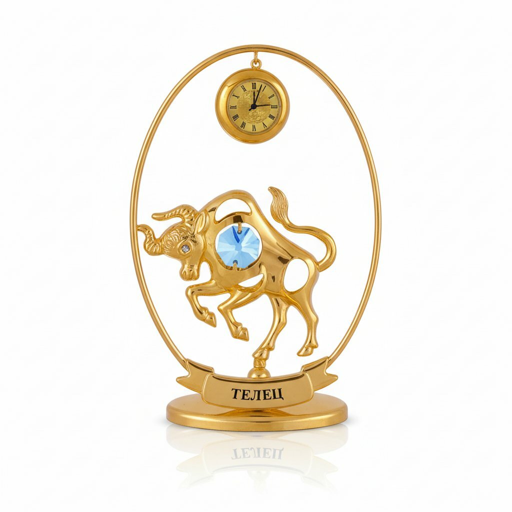 Фигурка с часами Знак Зодиака - Телец A2100514 Crystal Temptations, Металл, кристалл