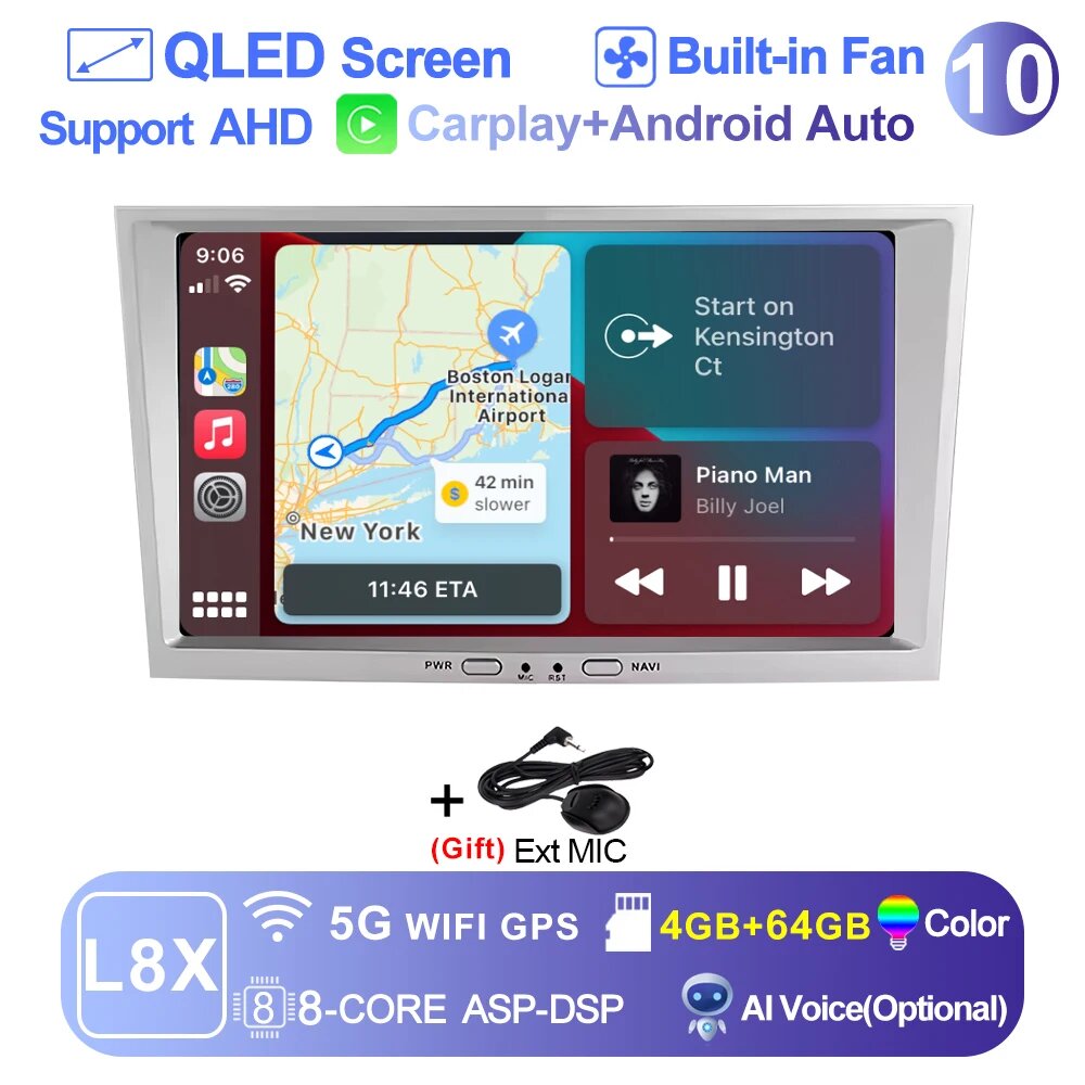 Автомагнитола 8" QLED Carplay Android Auto Opel Astra H J