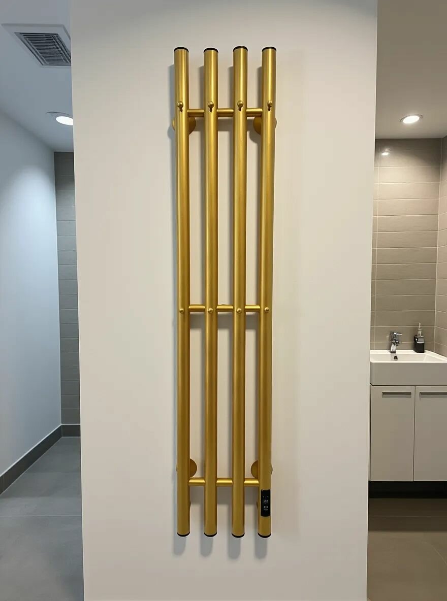 Полотенцесушитель вертикальный Comfysan Alto EC-4 1200/180 с терморегулятором, матовое золотой