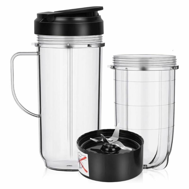 Высокий стакан 22 унции с крышкой-флип топ и стаканы для блендера 16 унций с крестовидной насадкой, совместимые с сериями MB1001 и MBR-0301 мощностью 250 Вт