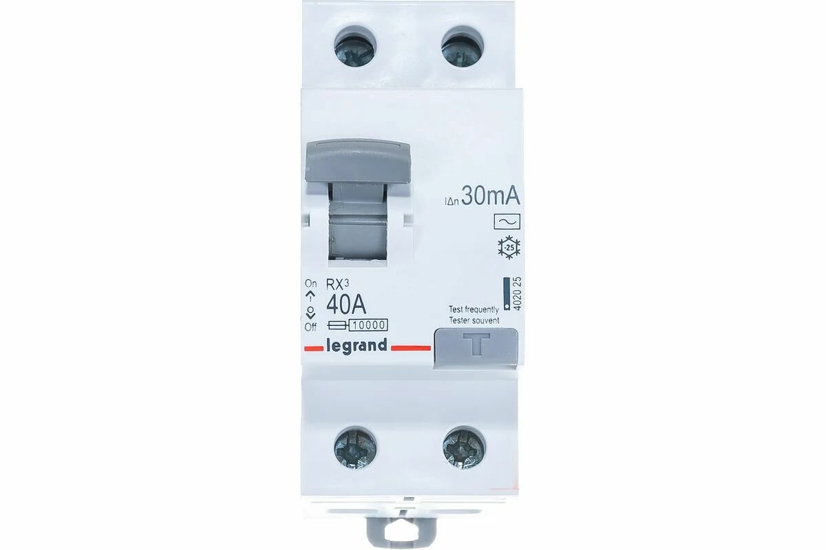 Устр-во защит. откл. (УЗО, ВДТ) 2-пол. (2P)40А30мА тип AC RX3 Legrand