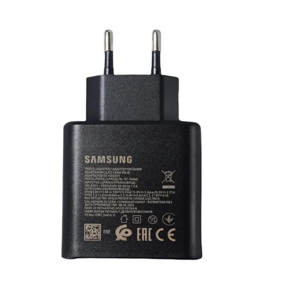 Зарядное устройство Samsung A07 A17 A73 A56 A55 A54 A36 45W PD, сверхбыстрая Black EU Charger