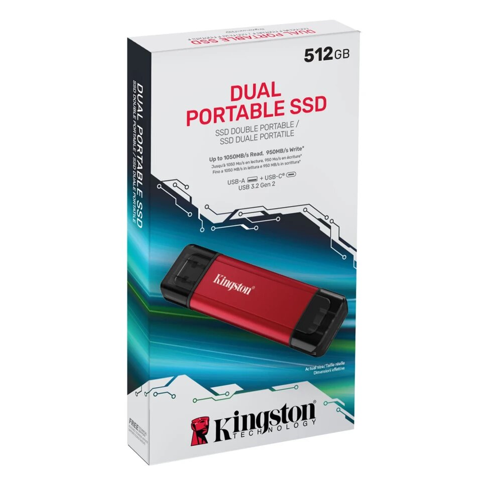 512 ГБ Внешний SSD Kingston Dual Portable SSD [SPSD/512GB], Type-A, Type-C