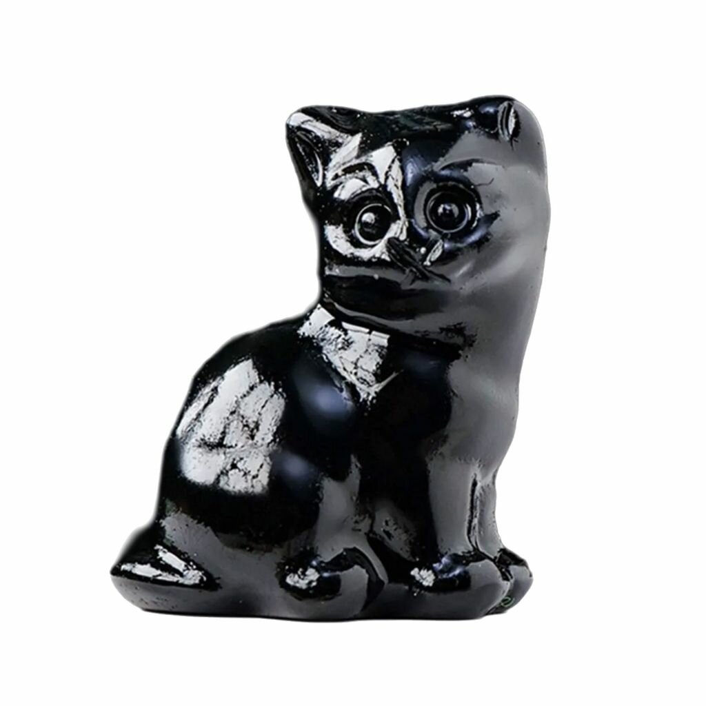 Фигурка для Вырезания Счастливого Кота-Обсидиан