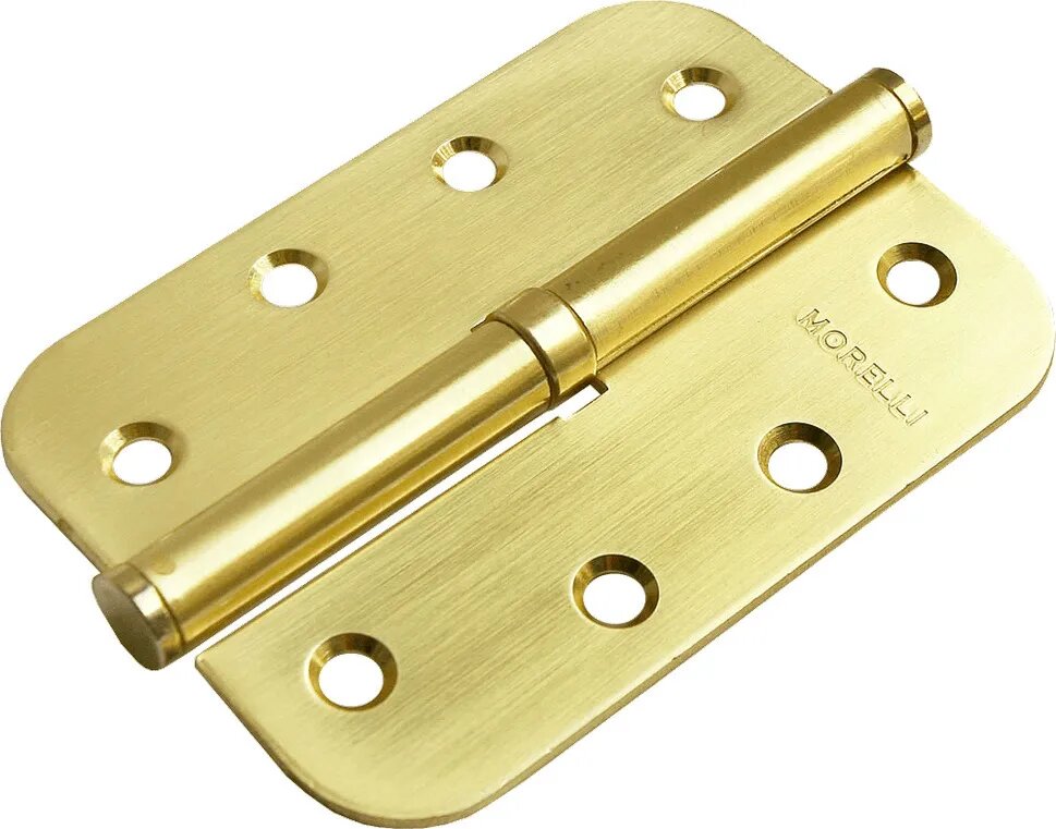 Петли дверные Morelli разъемные MSD-C 100X70X2.5 SG R матовое золото, комплект 2 шт. скругленных петель, петли металлические врезные для межкомнатных дверей