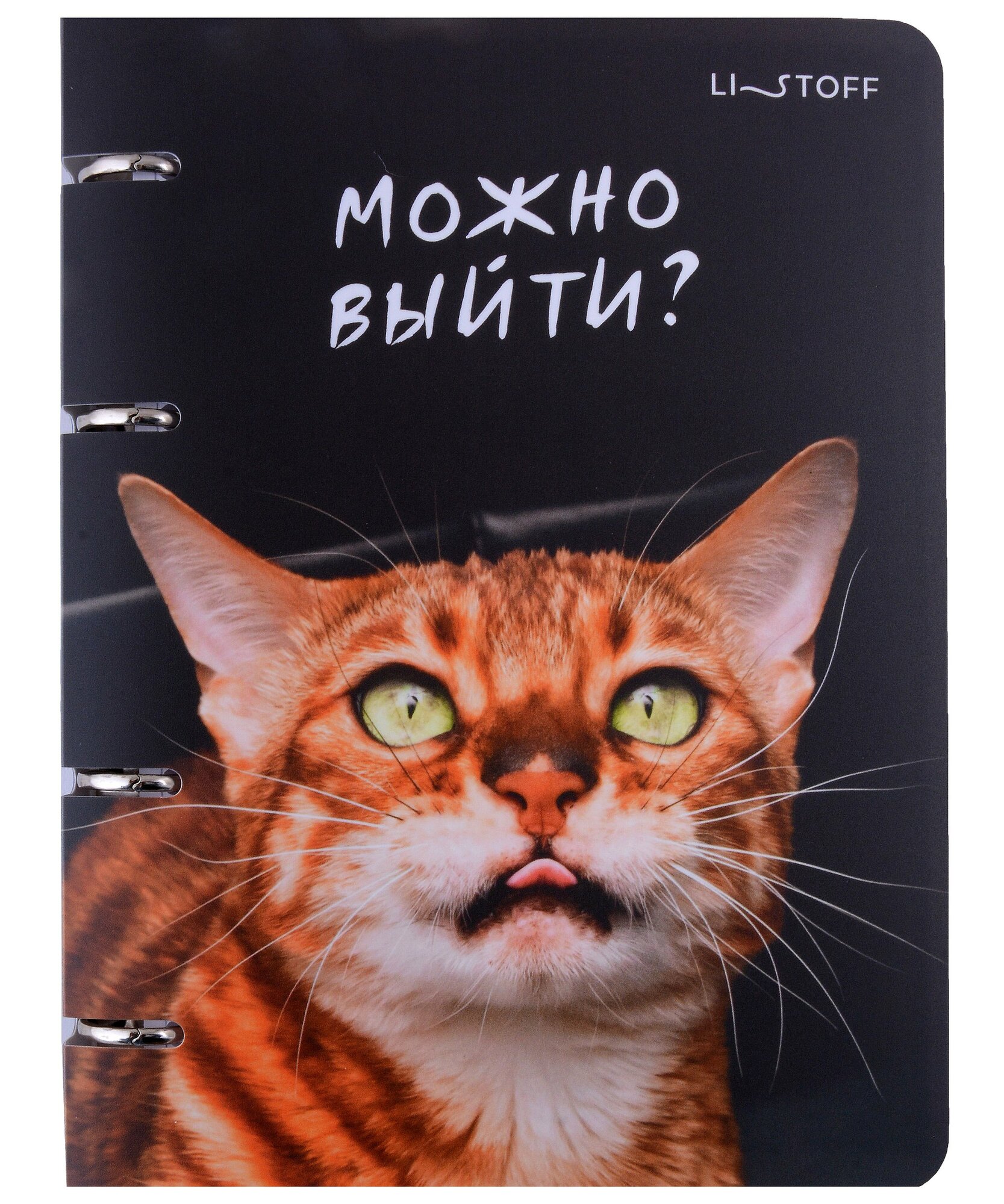 Тетрадь на кольцах «Котики» 100 листов в клетку, А5, сменный блок - Listoff