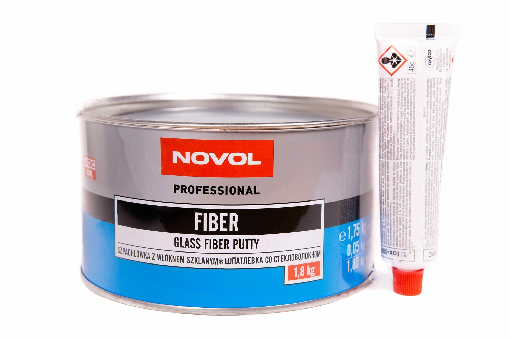 Шпатлевка со стекловолокном Новол, уп. 1,8 кг