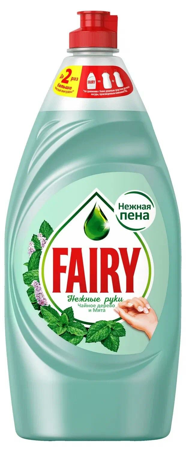 Средство для мытья посуды Fairy Нежные руки, Чайное дерево и мята, 1350 мл