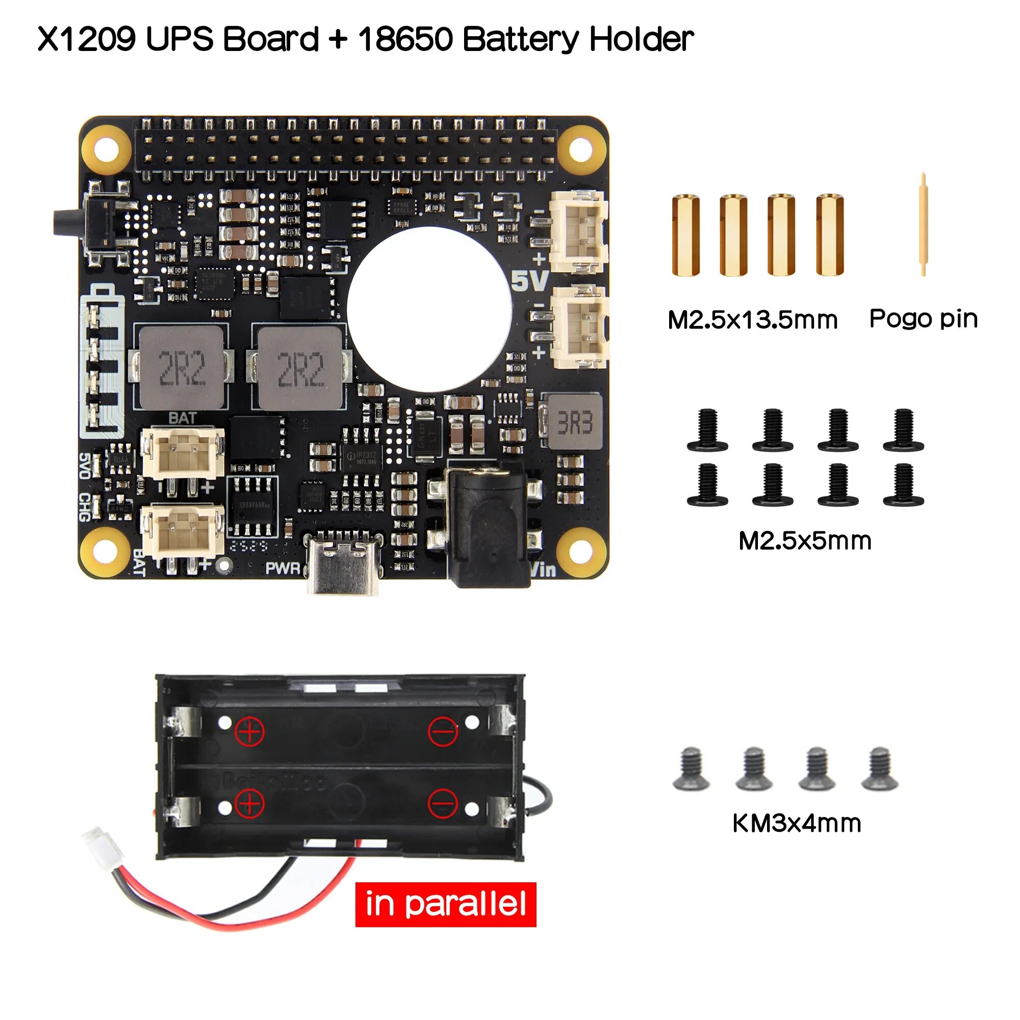 Geekworm X1209 UPS ИБП с держателем для 18650 батарей