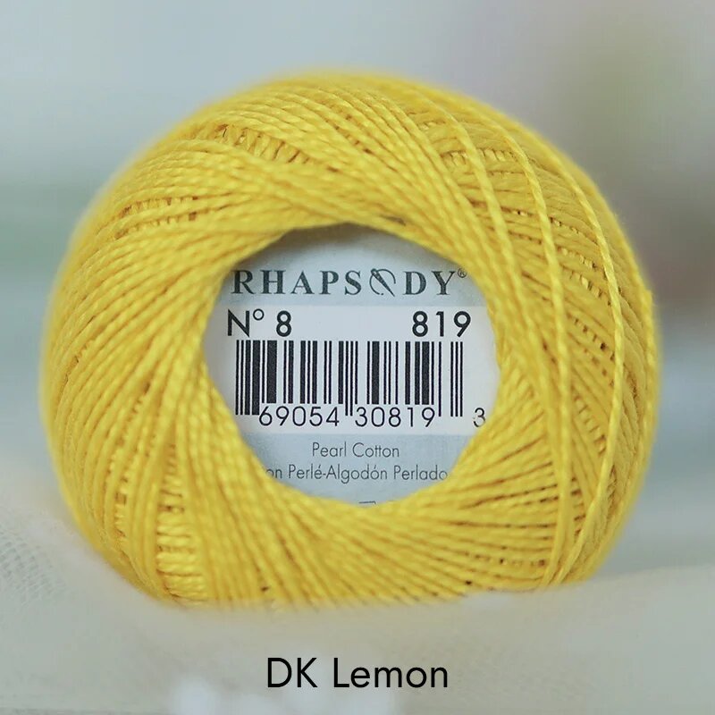 Хлопковые нитки Rhapsody размер 8 египетский жемчуг 2 шт 819 DK Lemon