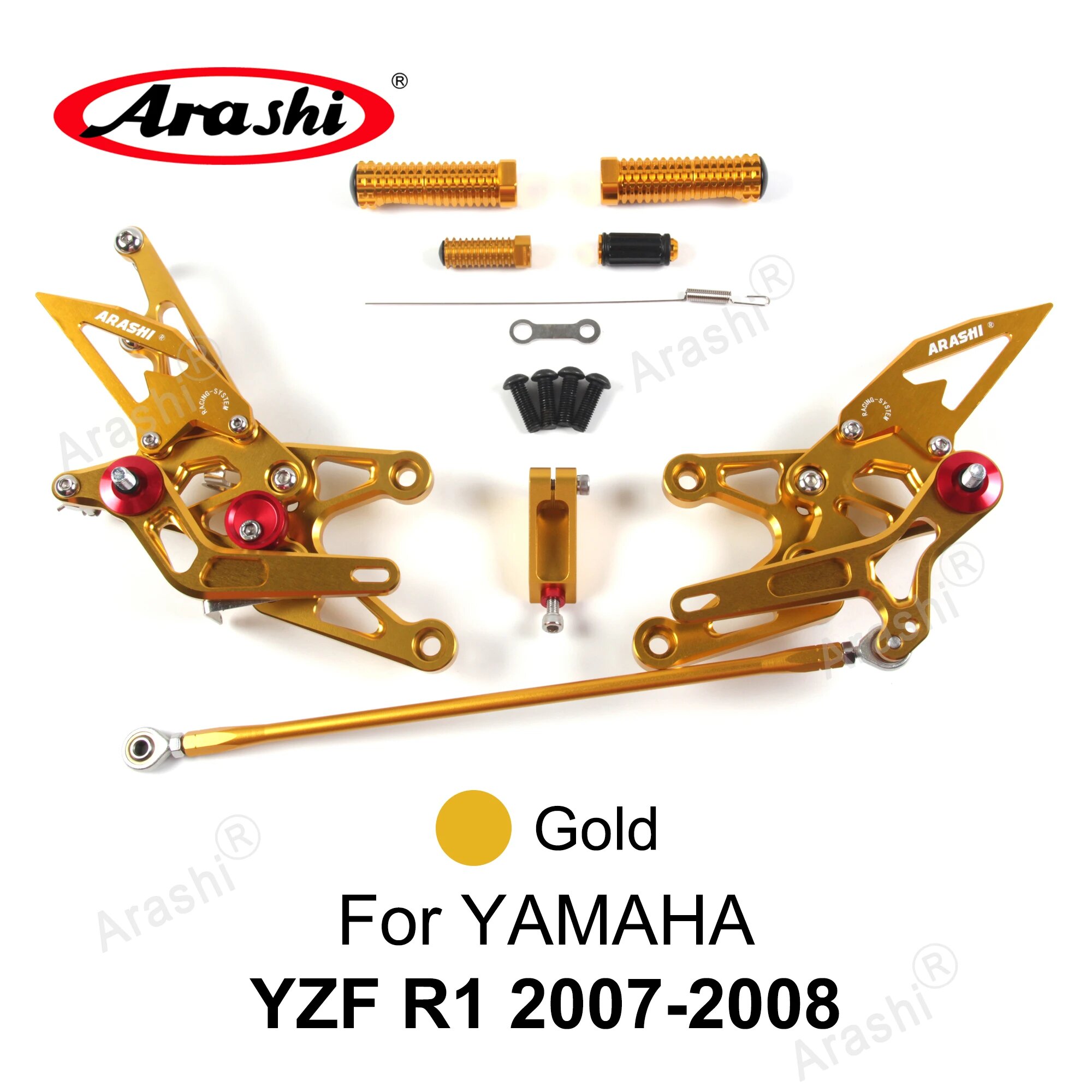Arashi для YAMAHA YZF R1 2005-220 Регулируемая подставка для ног с ЧПУ, задняя подставка для ног YZF-R1 2006 2007 2008 2009 2010 2011