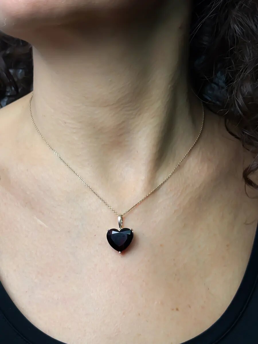 Подвеска, красное золото, 375 проба, гранат