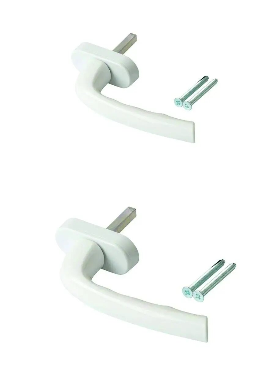 Ручка оконная Усиленная, белая, металл, винты в комплекте (комплект 2 шт.)