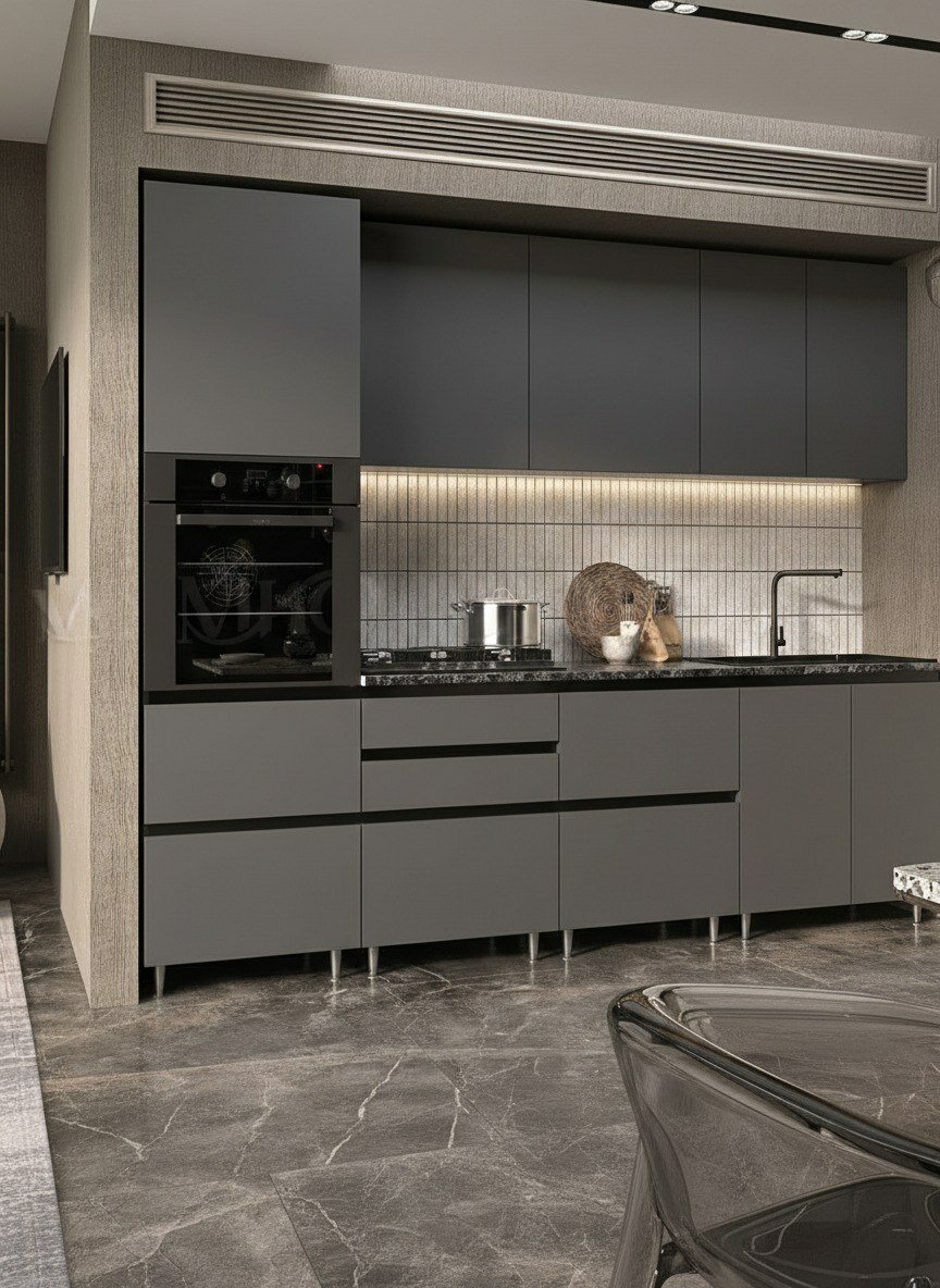 Кухонный гарнитур 2,6м Техно-6 графит/графит со столешницей, МИФ